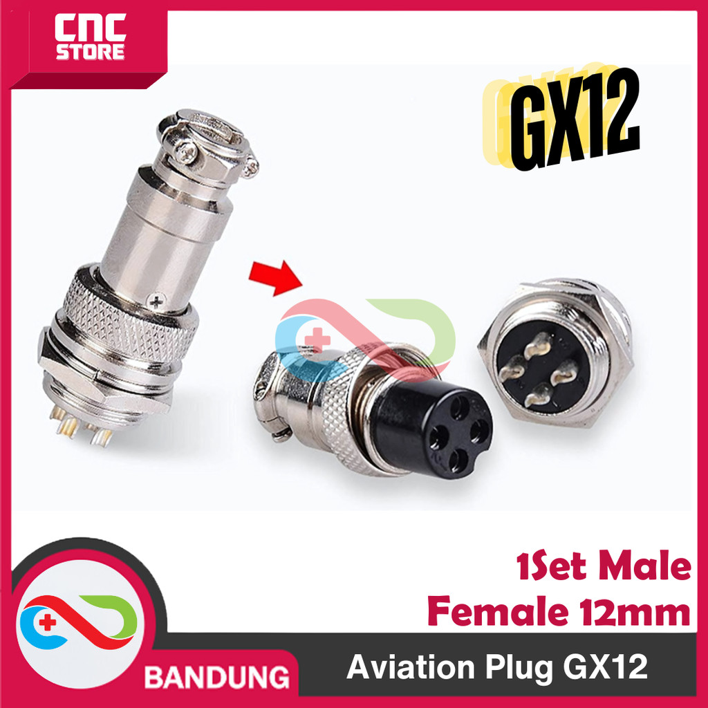 Aviation PLUG CONNECTOR CB GX12 12MM SET MALE FEMALE - 4pin | Shopee ...