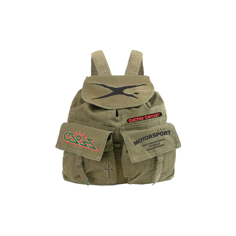 Travis Scott Cactus Jack Canvas Backpack Olive Unused | Shopee Malaysia