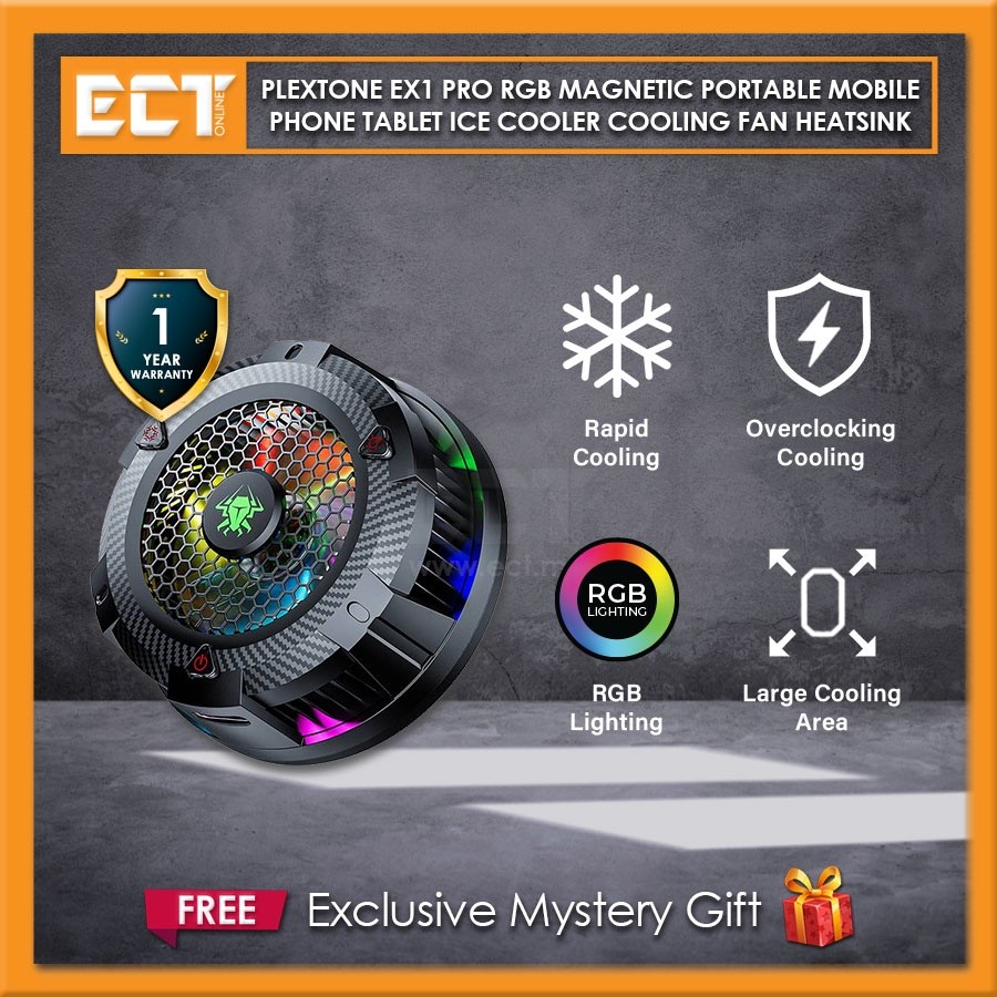 Plextone EX1 Pro RGB Magnetic Portable Mobile Phone Tablet ICE Cooler Cooling Fan Heatsink ...