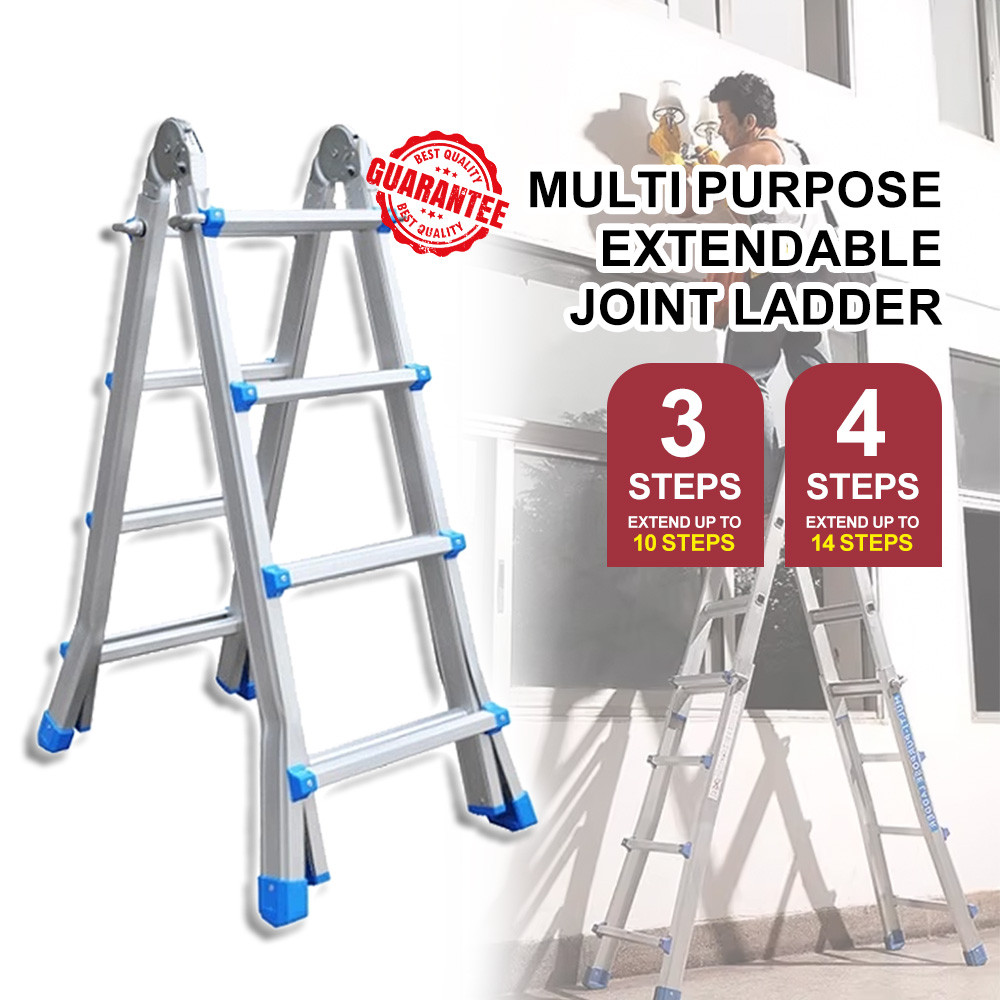 (3/4 Steps) Heavy Duty Aluminum Telescopic Ladder Multipurpose ...
