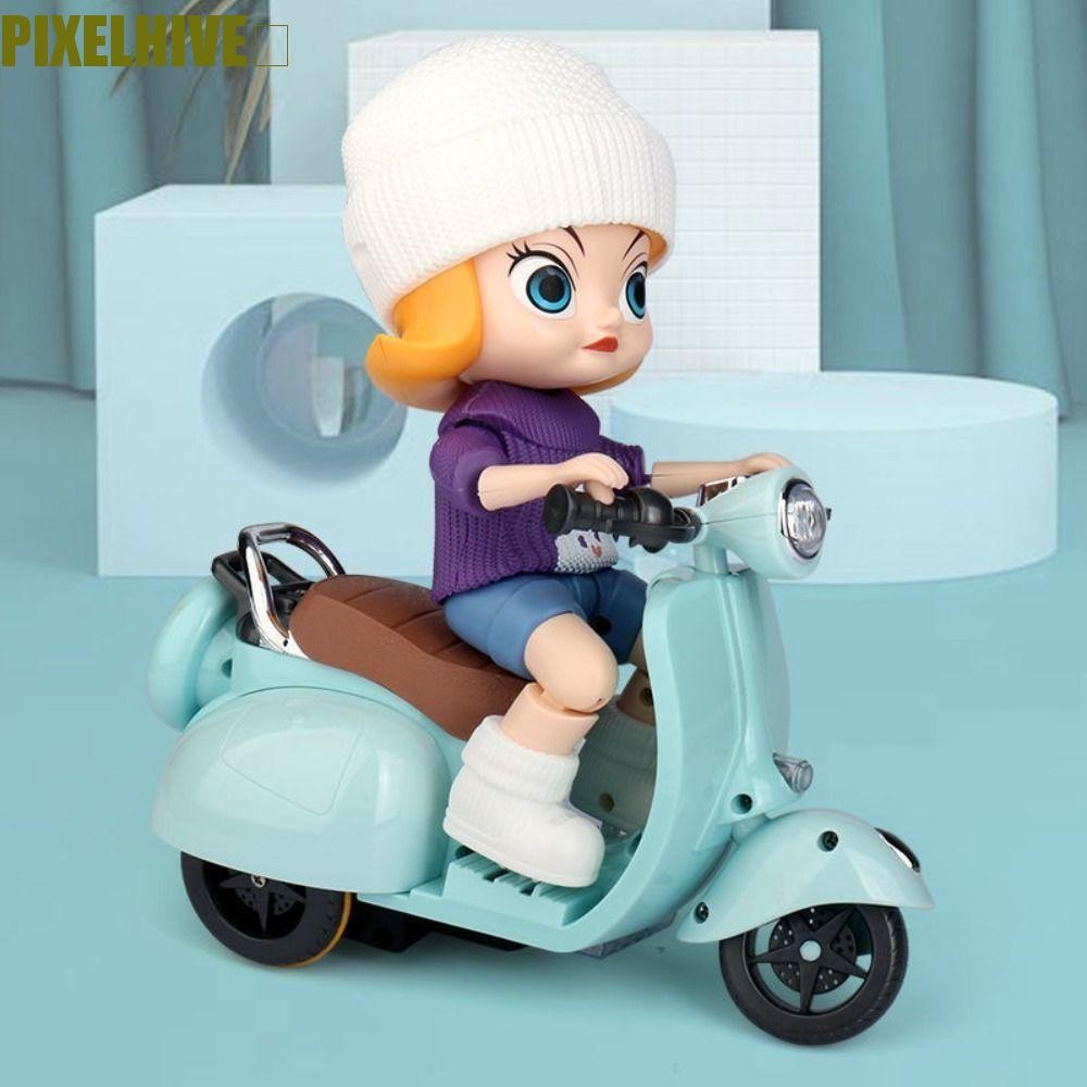 PIXELHIVE Labubu Motorcycle, 360 Degree Rotating Movable Labubu Doll ...