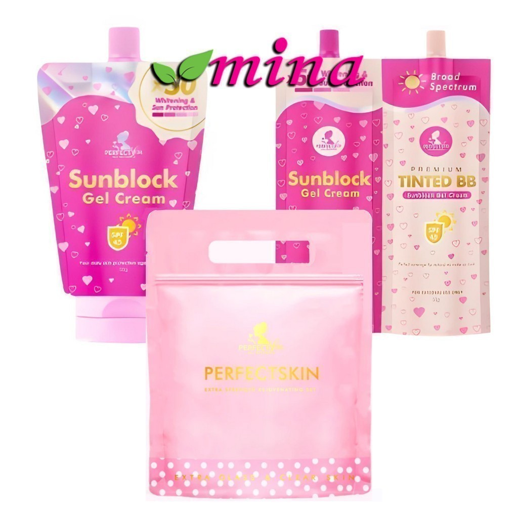 PERFECT SKIN #M Set 4in1 Sunblock Gel Cream 50gm Tinted Sunscreen 30gm ...