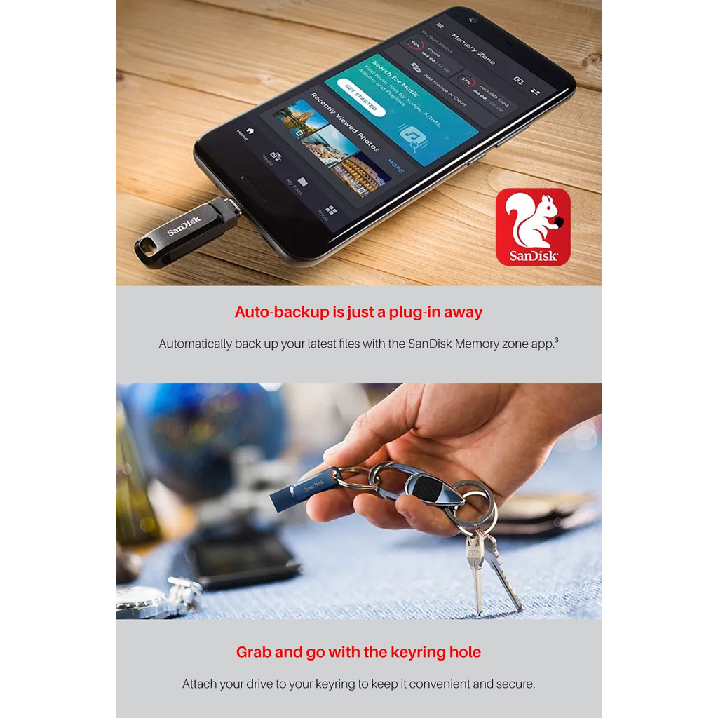 SanDisk SDDDC3 Type C OTG PenDrive Dual Drive Go Type-C USB 3.1 OTG ...