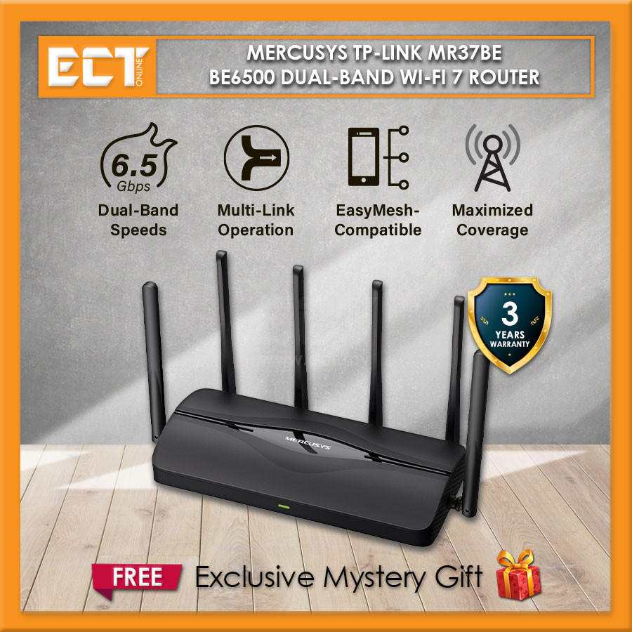 Mercusys TP-Link MR37BE BE6500 Dual-Band Wi-Fi 7 Router with Multi-Link ...