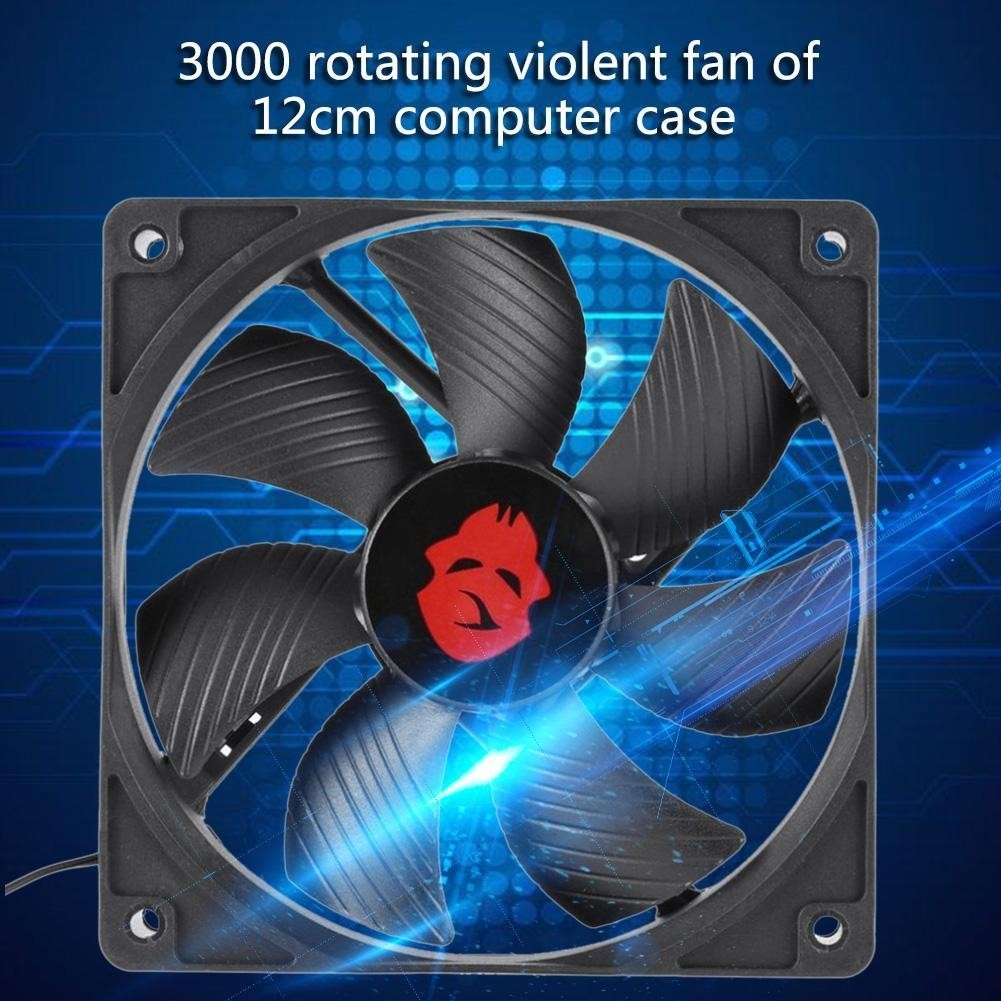 Rain 12cm 3000RPM Fan Cooling 12V Large Air Volume PC Case Radiator ...
