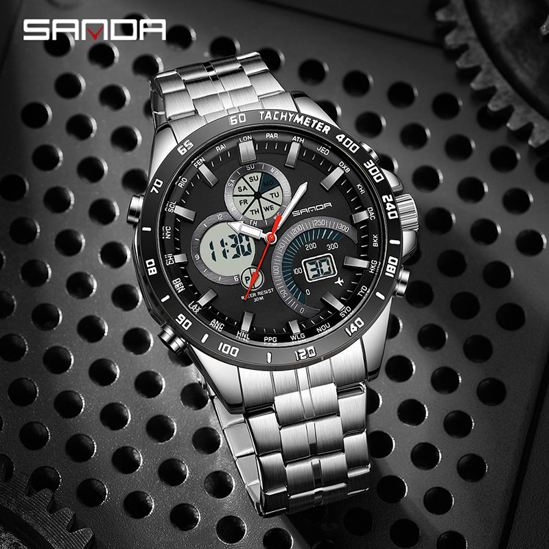 Sanda New Business Trend Men Workplace Watch Sports Waterproof Night ...