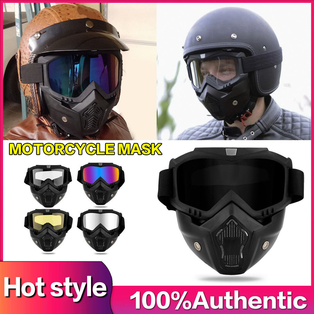 Motorcycle Face Mask Goggles Removable Mask Riding Cycling Safety Open ...