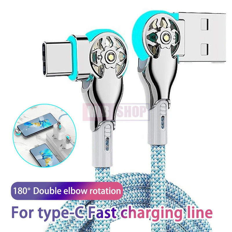Type C Fast Charging Cable 180 Degree Rotation Elbow USB A to Type-C ...