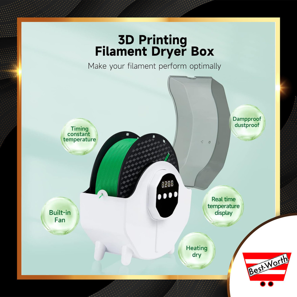 Kingroon 3D Filament Dry Box Adjustable Temperature & Time Dryer ...