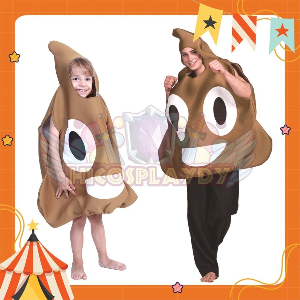 hiCosplayDy Kids Adult Poo Emoji Fancy Dress Costume Unisex Poop Smiley ...