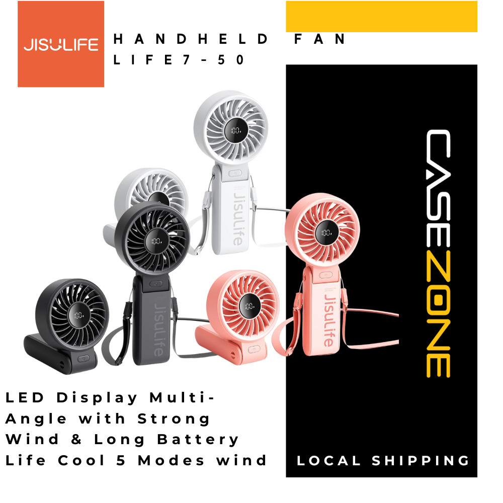 Jisulife Handheld Fan Life7 5000mAh LED Display Multi-Angle with Strong ...