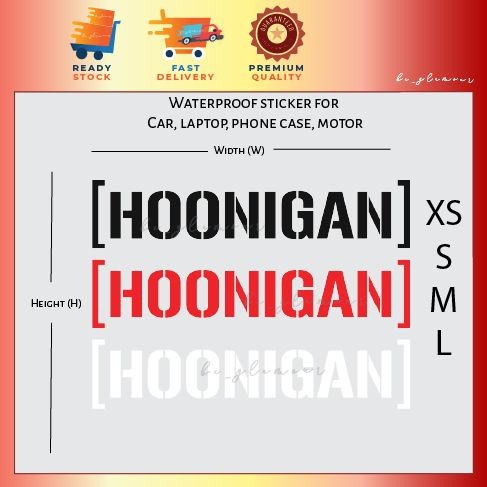 Hoonigan logo Sticker Reflective stiker motor car racing kereta ...