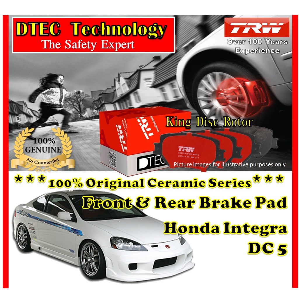 Honda Integra DC5 TRW DTEC Ceramic Brake Pad Front & Rear Pair ...