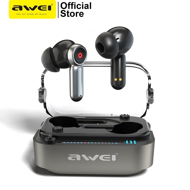 Awei T58 New tws Earbuds Bluetooth V5.3 Transparent Case Wireless ...