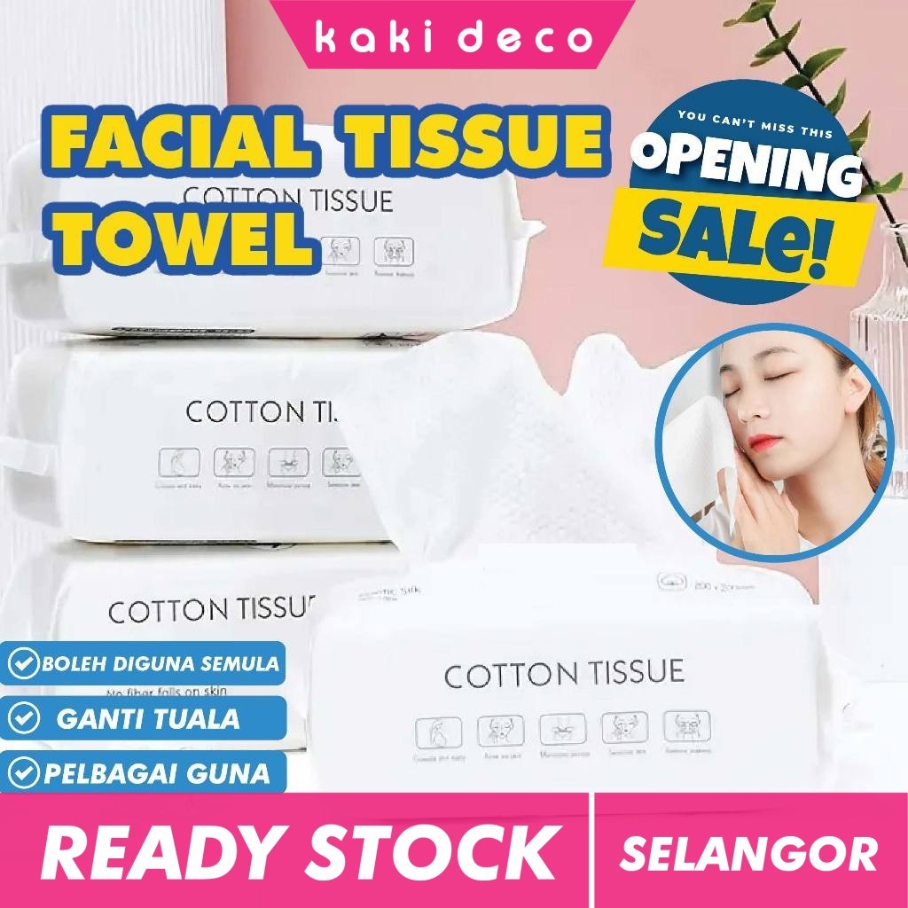 KakiDeco Facial Tissue Towel Disposable Face Towel Facial Wipes Tissue Kapas Muka Cotton Tissues ...