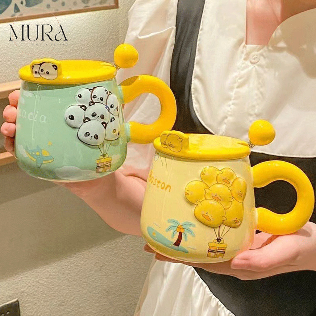 450mL PERCUMA Sudu Dan Penutup Cawan Comel Seramik Set Hadiah Ceramic ...