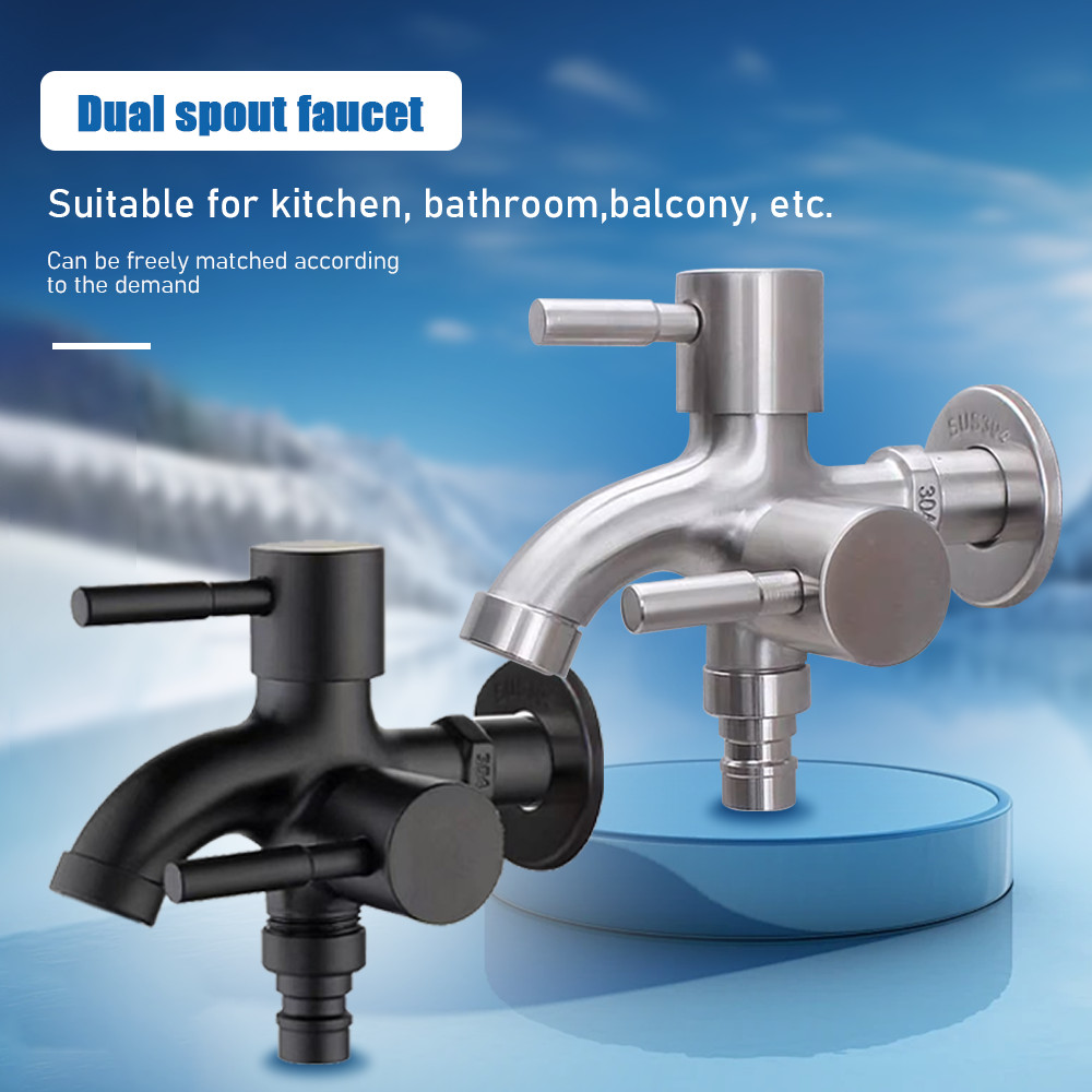 304 Two Way Tap Faucet Bathroom Toilet 2 Way Angle Valve Bidet Holder ...