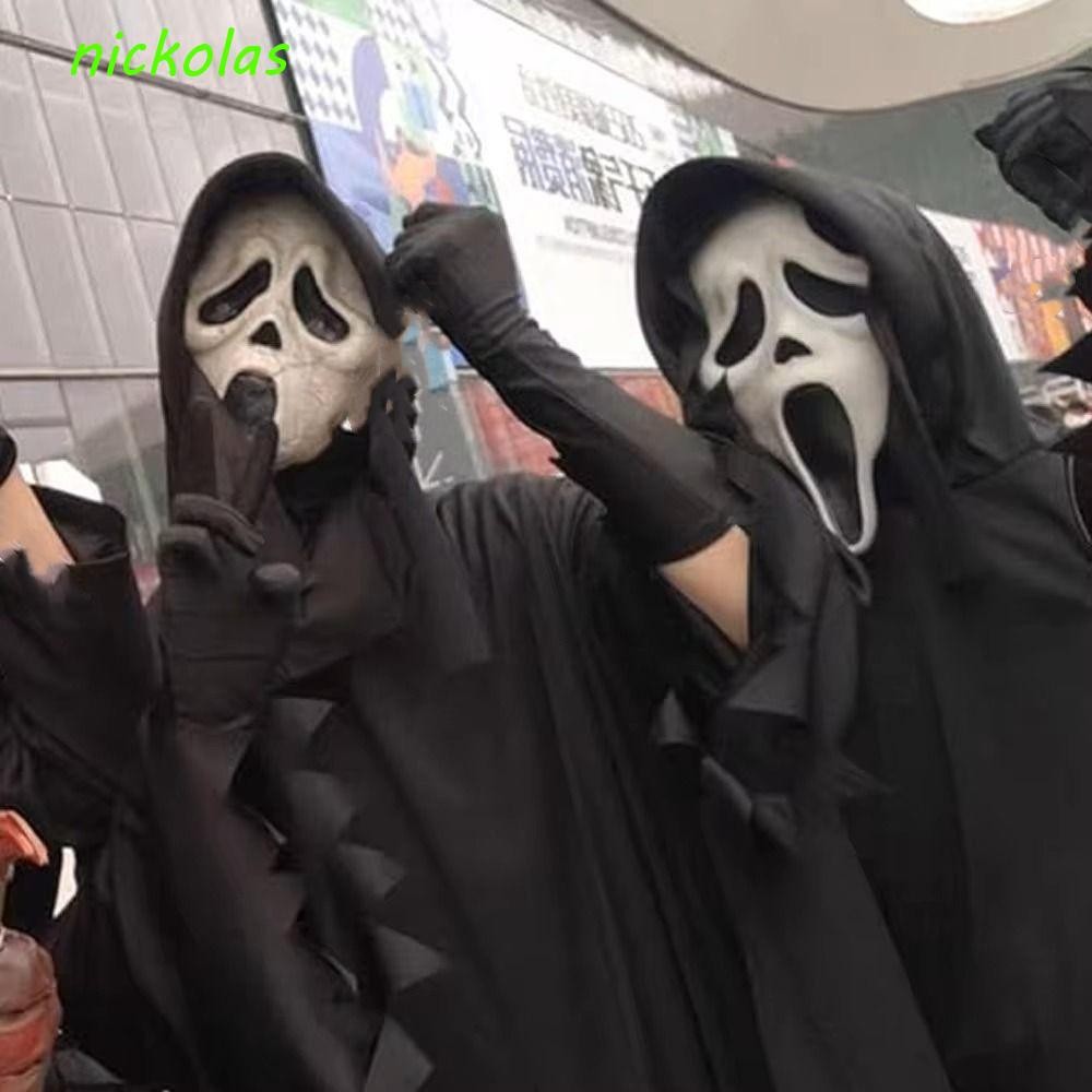 NICKOLAS Screaming Ghost Face Mask, Horror Spooky Halloween Ghost Face ...