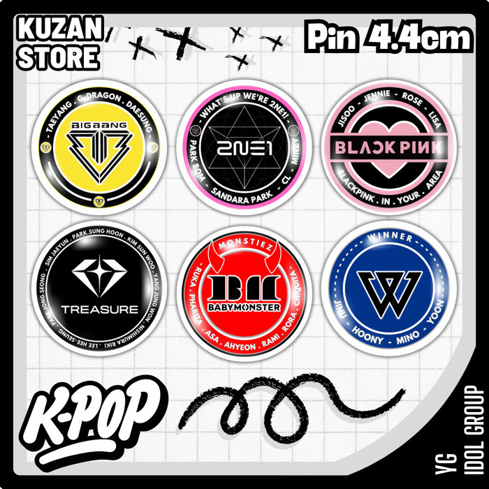 KPOP Logo Pin 4.4 cm (YG Idol Group Logo) / Badge Pin / Button Pin ...
