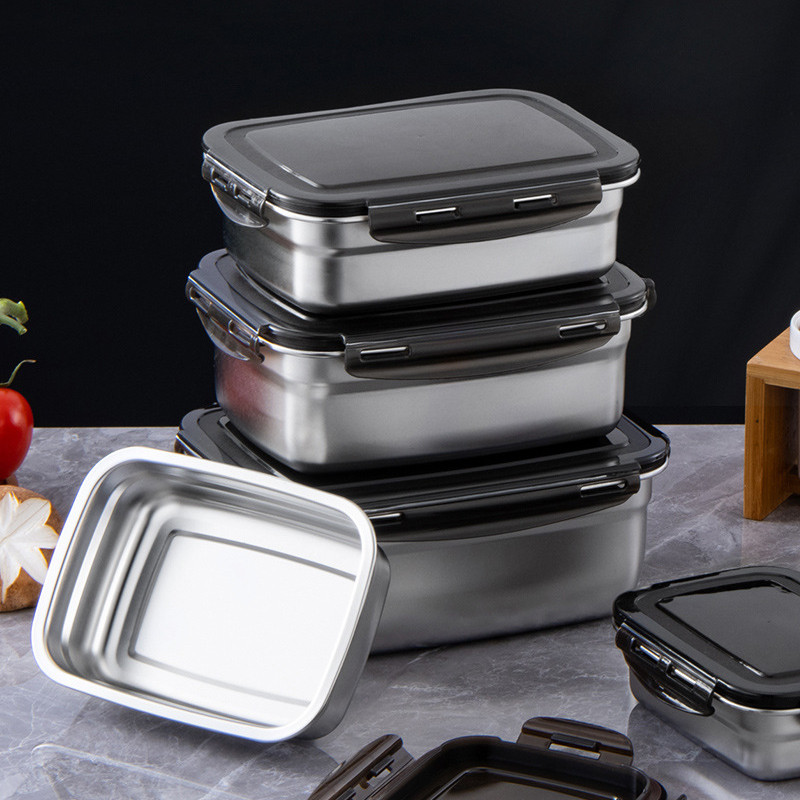 Stainless Steel Organizer Crisper Fresh-Keeping Storage Box with Lid ...