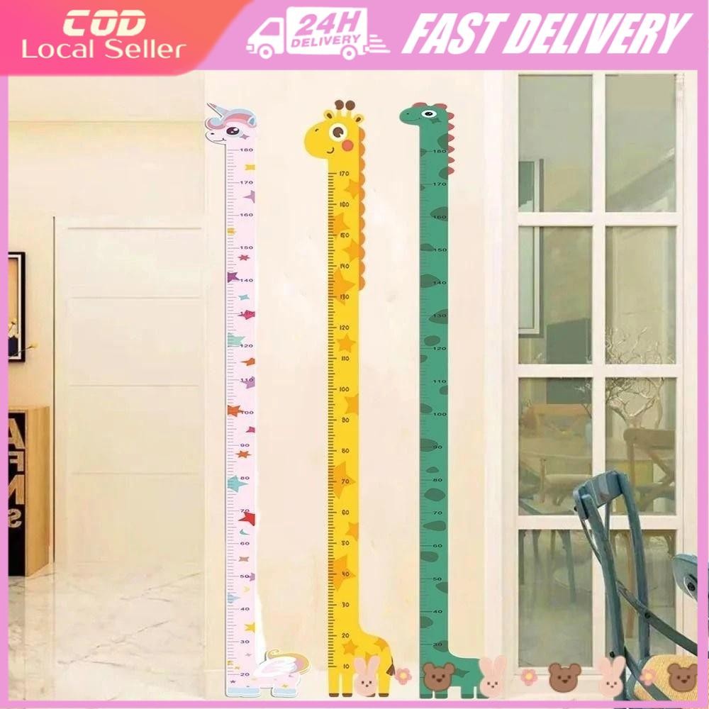 Cartoon Height Sticker Unicorn Dinosaur Giraffe Wall Decals Height ...