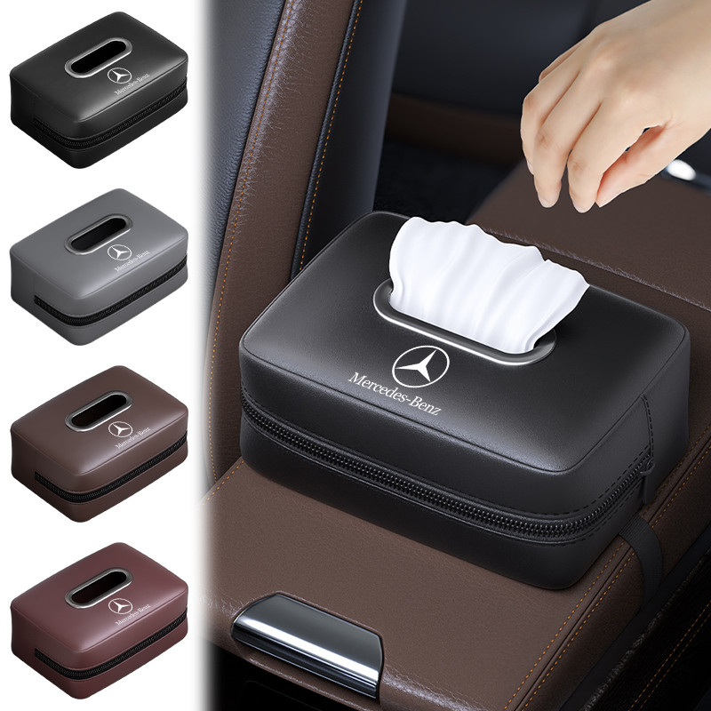 Leather Car Logo Seat Tissue Holder Center Console Armrest Napkin Box ...
