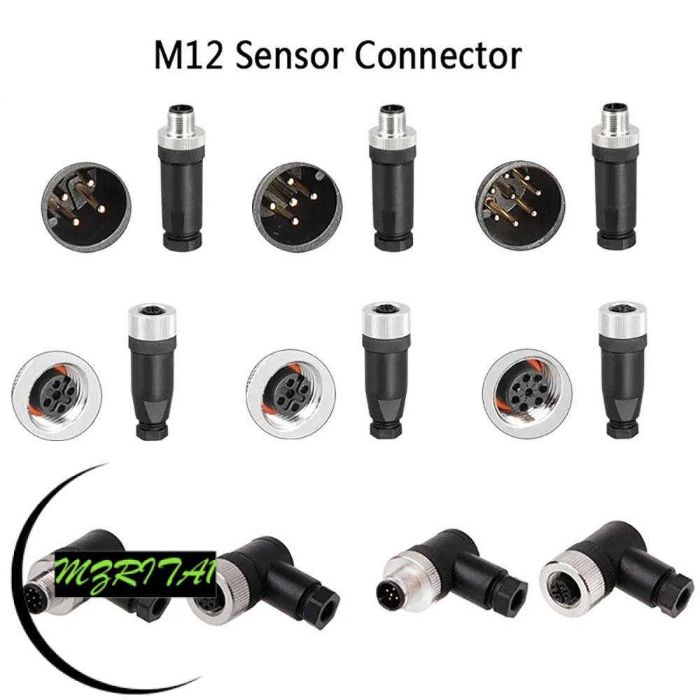 MARITA1 M12 Sensor Connector, Male Female Socket Connector M12 Aviation ...