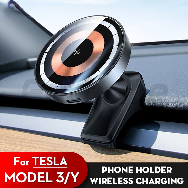 For Tesla Model 3/Y Cell Phone Holder Wireless Charging 15W Fast ...