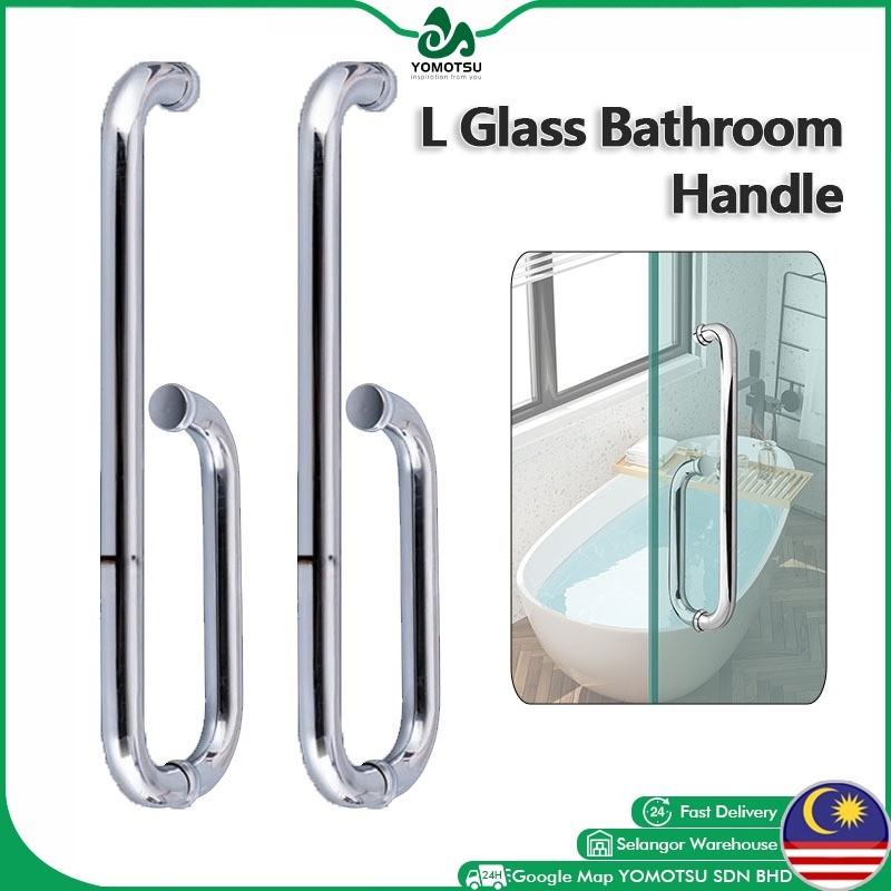 L Glass Bathroom Handle Shower Screen L Handle Stainless Steel pintu ...