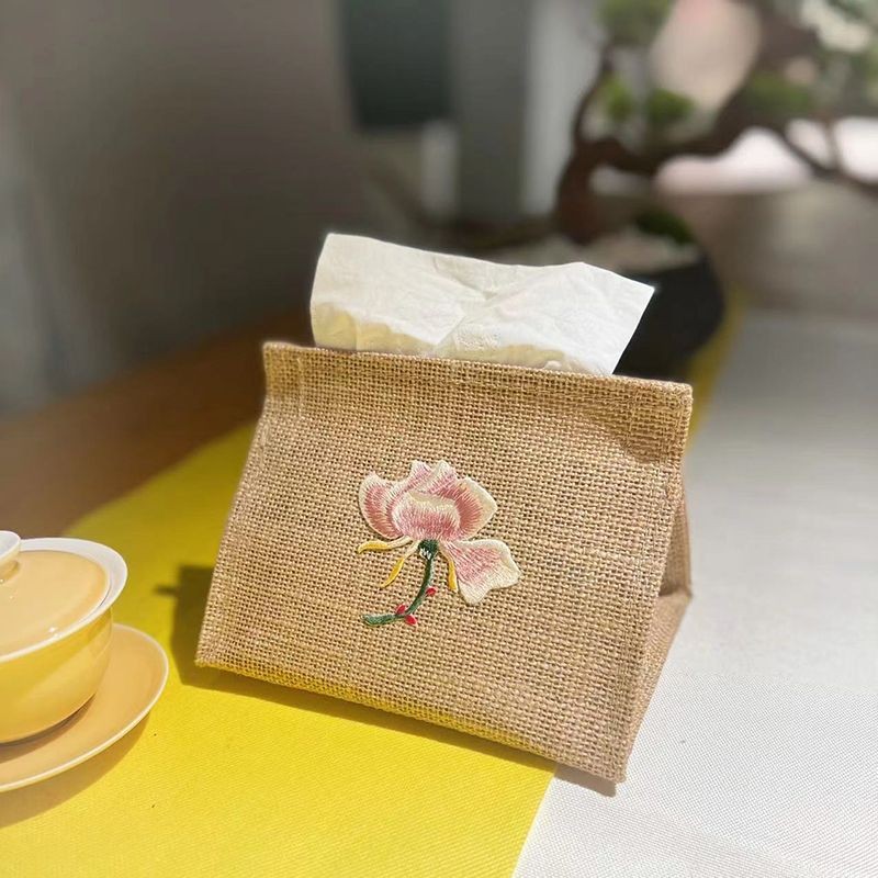 Chinese Style Tea Room Tissue Box Retro Jute Medium Tissue Bag ...
