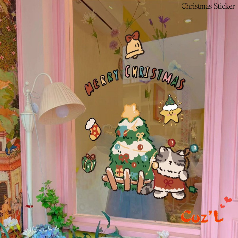 Cute Christmas Decorative Window Stickers Shopping Mall Store Window ...