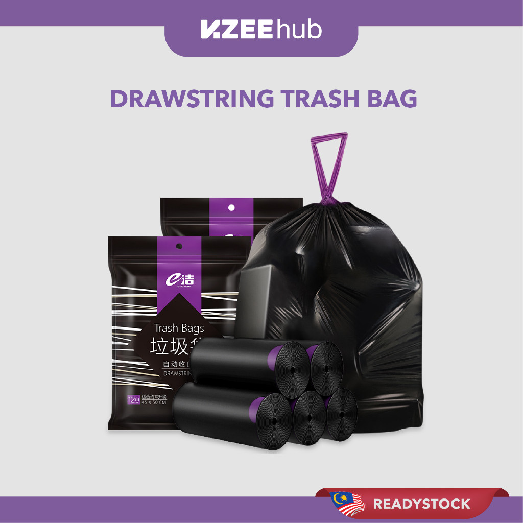 KZEEhub Drawstring Trash Bag [3 Sizes] Disposable Rubbish Plastic ...