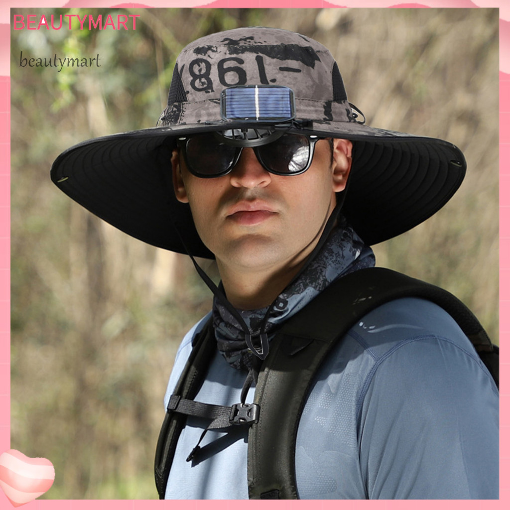 [beautymart] Solar Powered Fan Hat Portable Solar Fan Visor Men's Solar ...