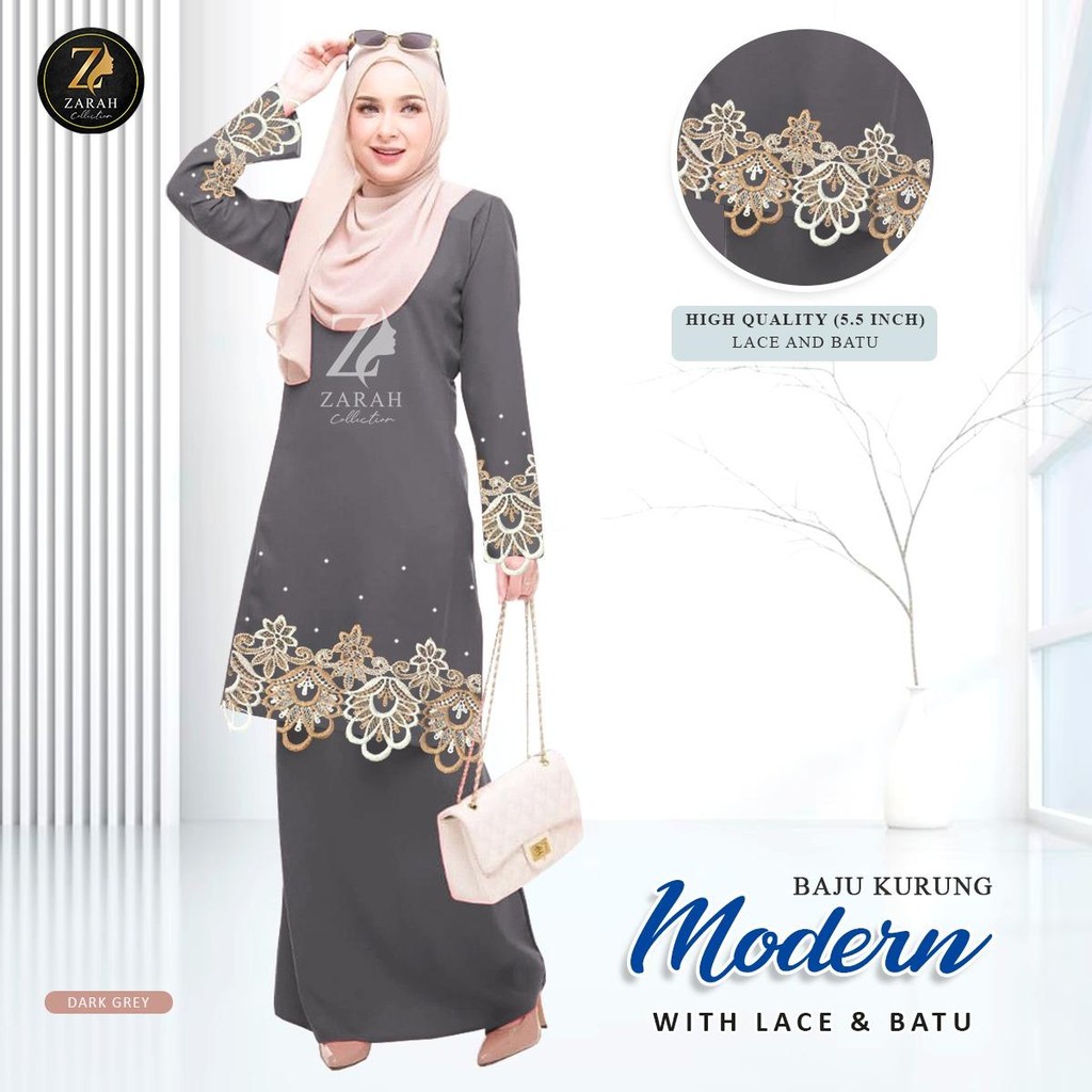 High Quality Baju Kurung Modern Zalia With Front Prada Lace/Sulam New ...