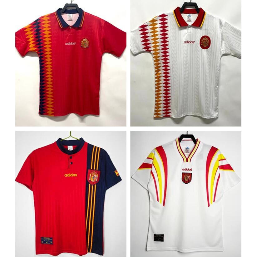 1994 1996 1998 Spain Home Away Retro Soccer Jersey Football Vintage ...
