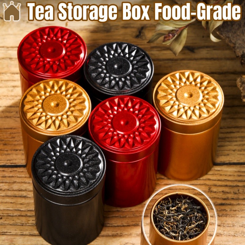 Food-Grade Tin Can with Lid Portable Damp-proof Tea Tin Containers ...