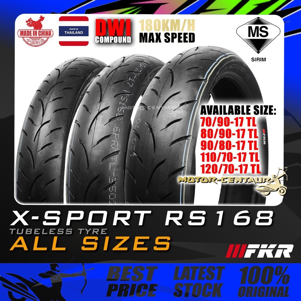 TAYAR FKR TUBELESS TYRE X-SPORT DUAL COMPOUND (DWI) RS168 70,80 ...