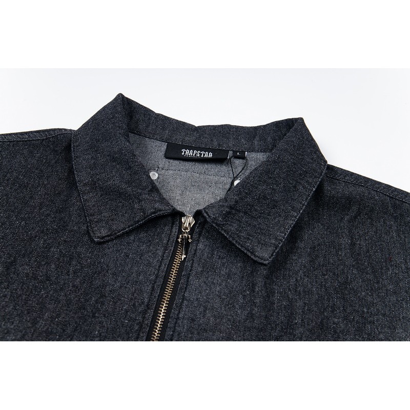Front Zipper Casual Denim Shirts Men Summer Oversized Trapstar Shirt ...