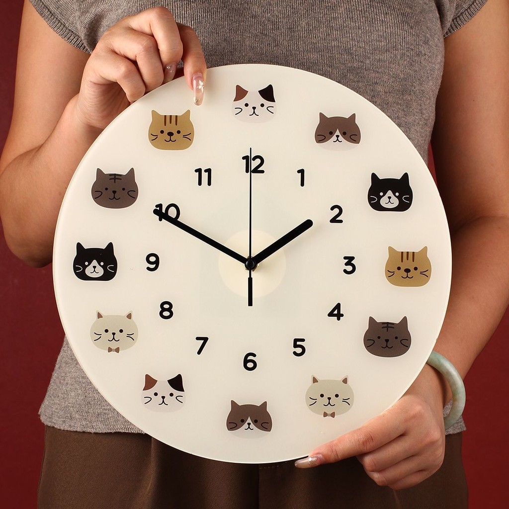 Cute Cartoon Cat Clock 2025 Mute Quartz Wall Clock Household ...