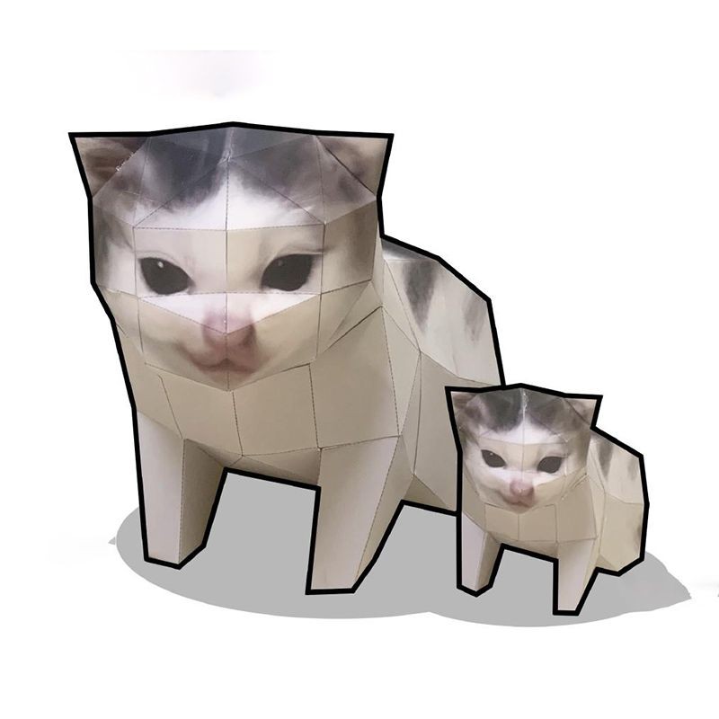 13 cm cat The head of state roared cat meme emoji paper model handmade ...