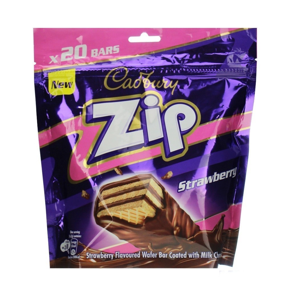 Chocolate Wafer CADBURY Zip Strawberry with Milk Chocolate contains 20 ...