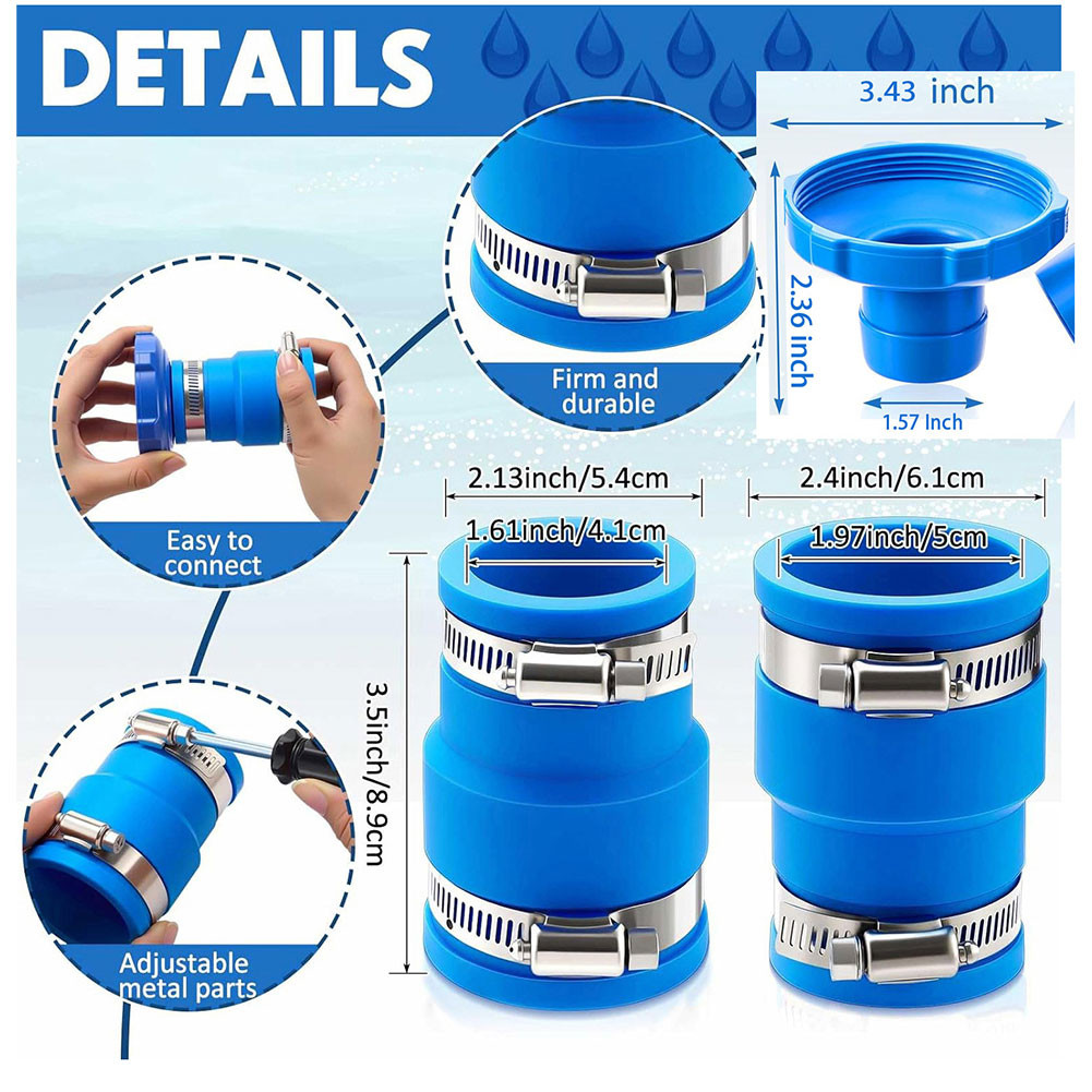 Pool Vacuum Hose Adapter Kit Pool Skimmer Hose Connector for Above ...