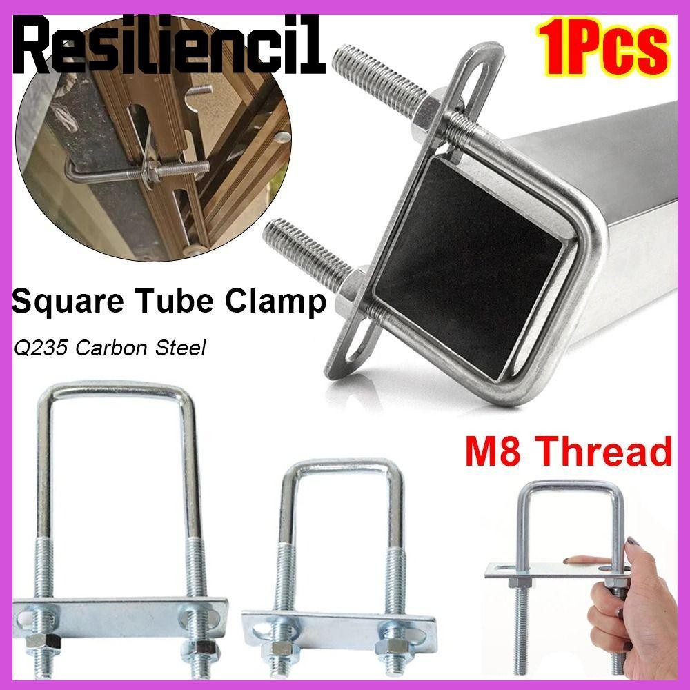 RESILIENCI1 1Pcs M8 Square Tube Clamp, Galvanized Q235 Carbon Steel ...