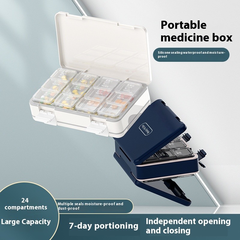 7-day medicine box, portable and portable medicine box, medicine tablet ...