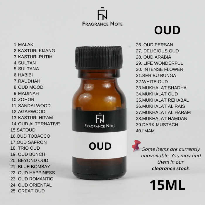 Fragrance Note Oud Fragrance Oil (15ml) | Shopee Malaysia
