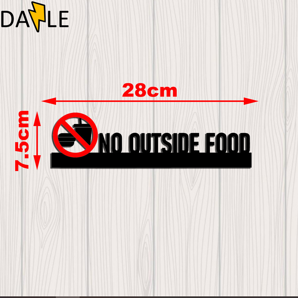 [ NO OUTSIDE FOOD ] 7.5cm X 28cm long X 2mm thick acrylic sign with ...