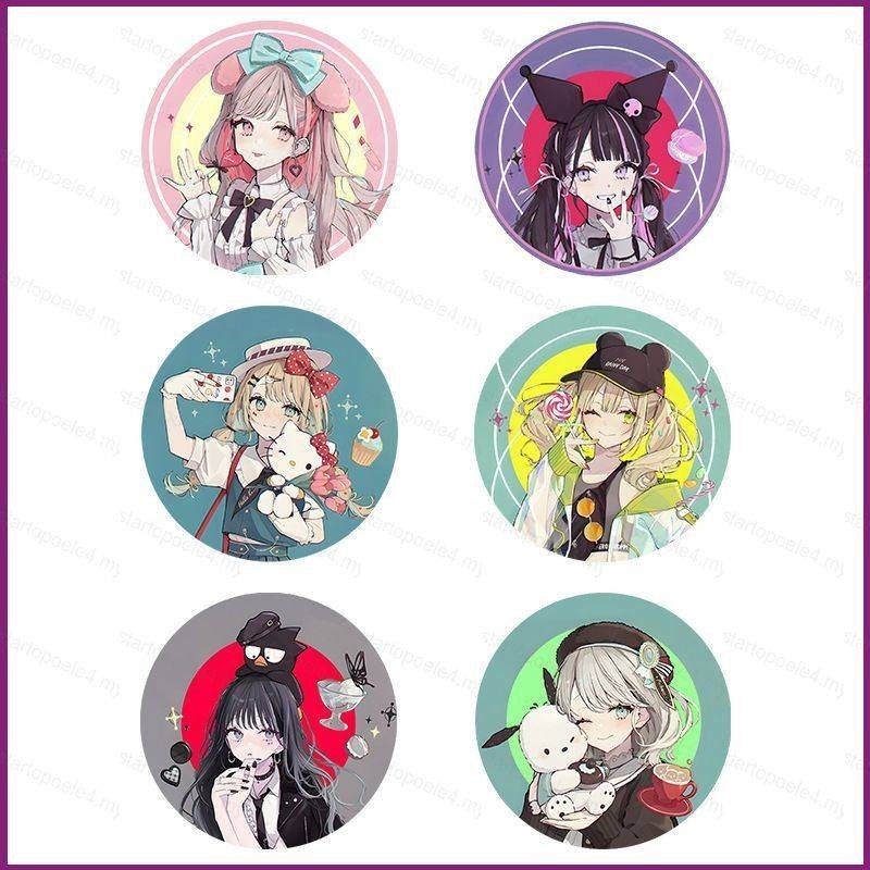 Akakura Sanrio Kuromi Melody Hello Kitty Coated smug badge glass laser ...