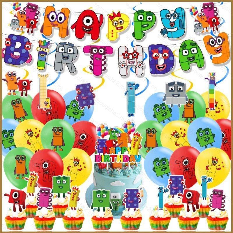 333 Numberblocks theme kids birthday party decorations banner cake ...