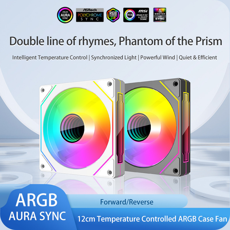 Rain 12cm ARGB 5V 3Pin 4 Pin PWM Quiet Cooling Fan Infinity Mirror CPU ...