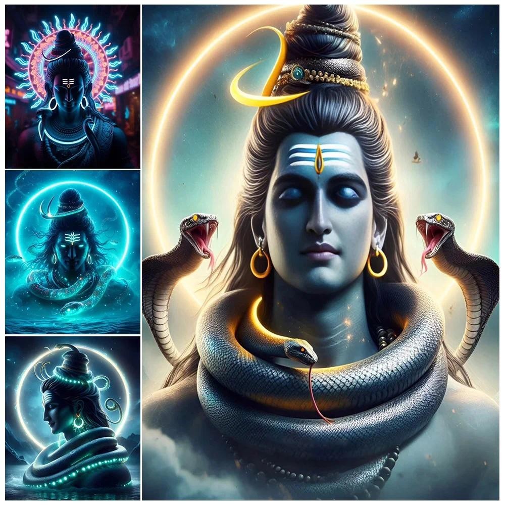 Poster Dewa Hindu Shiva Brahma Vishnu - Seni Dinding Kanvas Tanpa ...